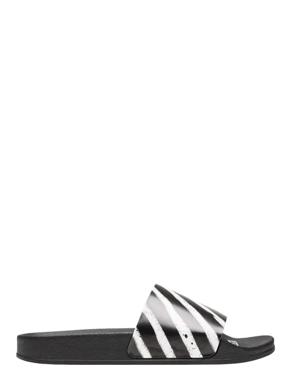 Off-White Spray Stripe Sliders - Black