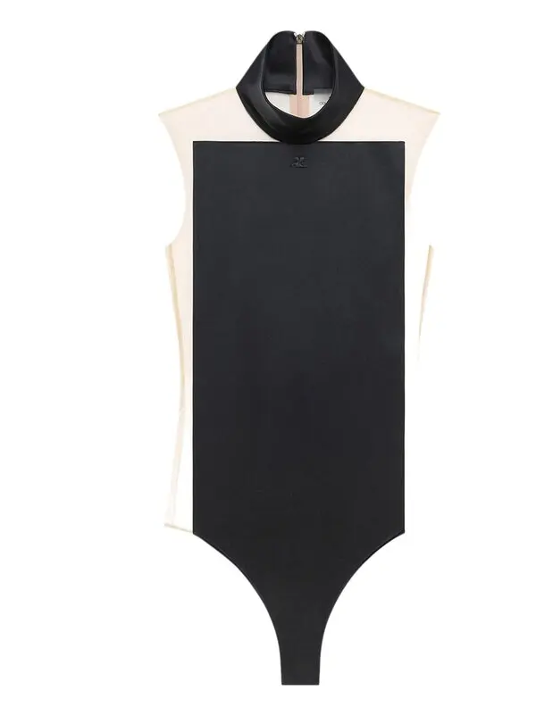 COURREGES Illusion Mockneck Bodysuit - Tan