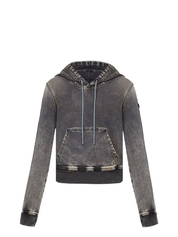 DIESEL® D-angy-hood Track Cropped Denim Hoodie - Black