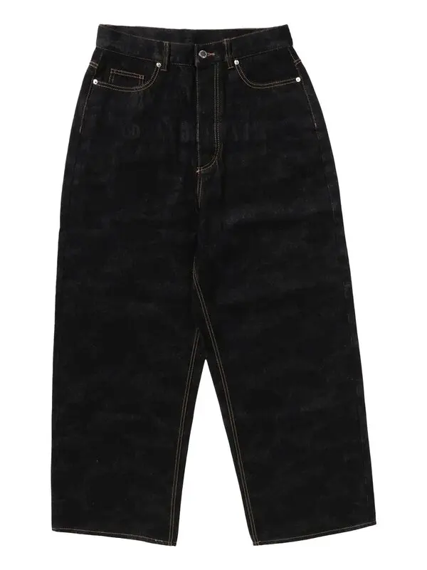 A BATHING APE 1st Camo Destroyed Loose Fit Denim Pants - Black