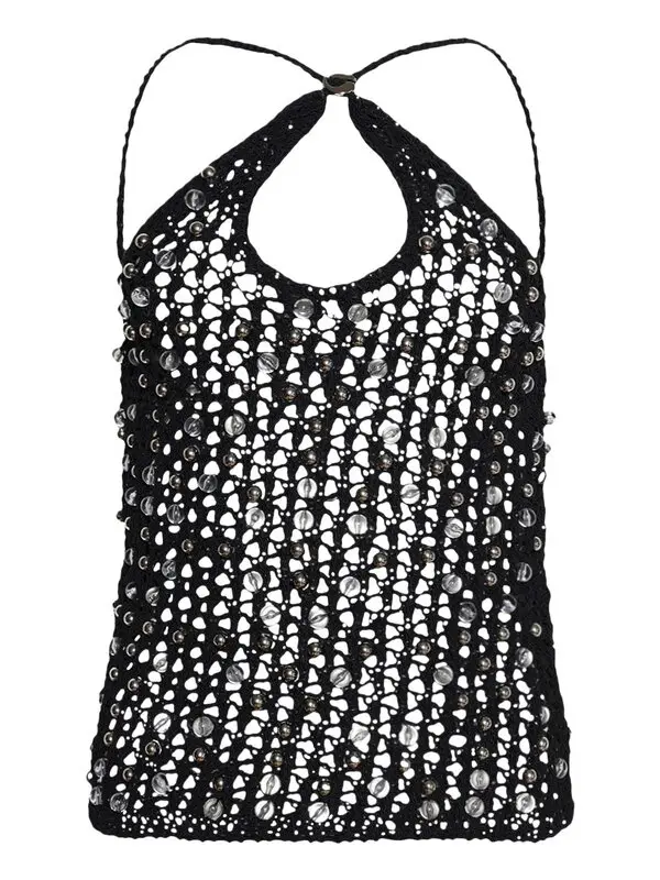 Coperni Beaded Knit Top - Black