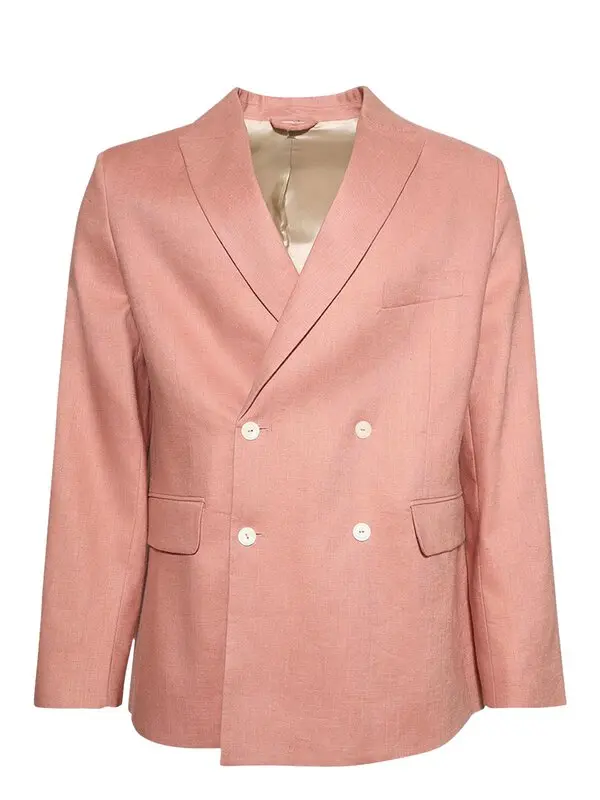 BODE Lightweight Linen Double-breasted Suit Jacket - Pink