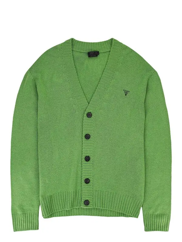Prada Logo Cardigan - Green