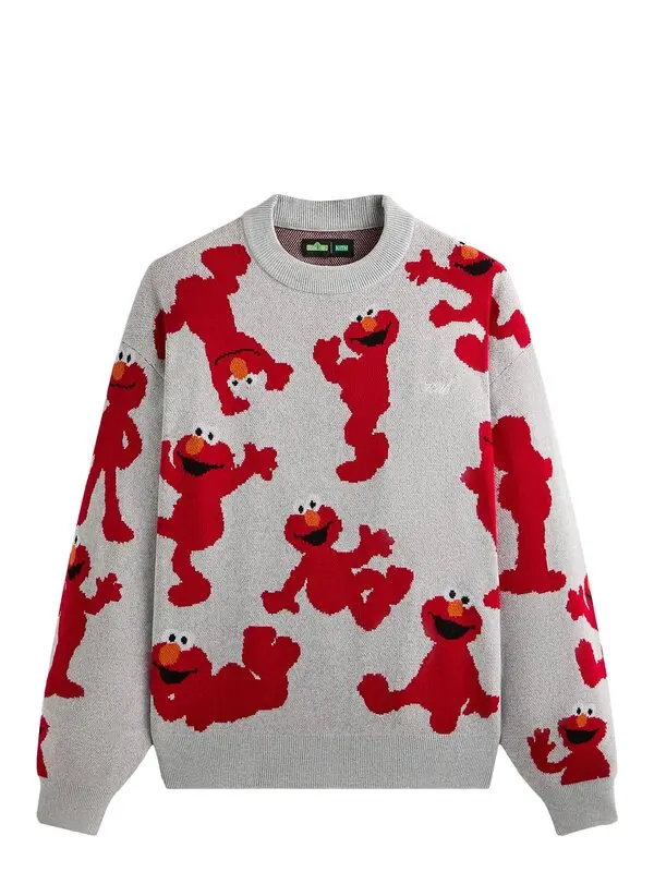 Kith X Sesame Street Elmo Intarsia Crewneck Sweater - Grey