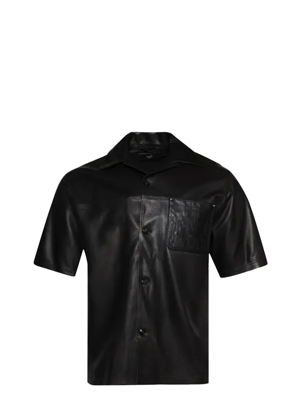 Amiri Leather Camp Shirt - Black