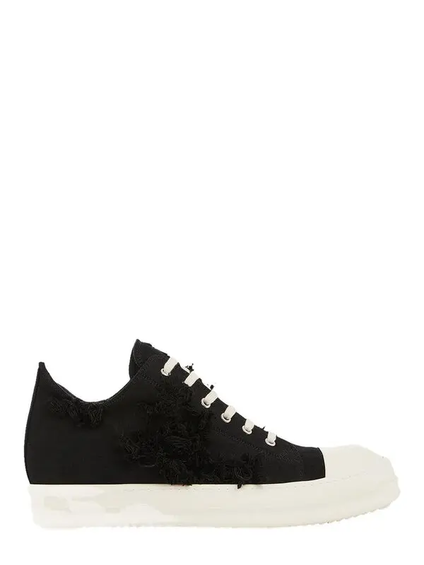 Rick Owens Fogachine Slashed Stretch Denim Low Sneakers - Black