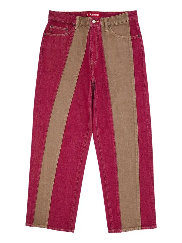 Supreme Paneled Stripe Baggy Jean - Red