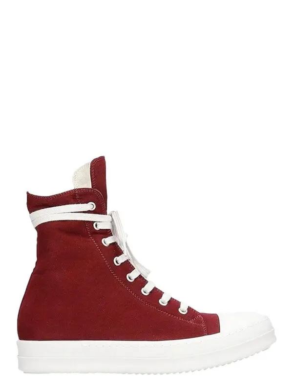 Rick Owens Twill High Top Sneaker - Red