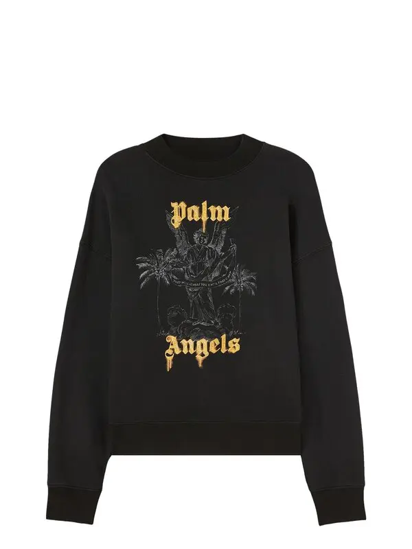 Palm Angels Palms Pencil Crewneck Sweatshirt - Black