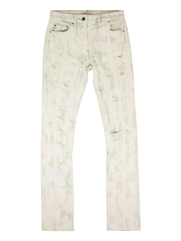 Palm Angels Tie Dye Distressed Jeans - White