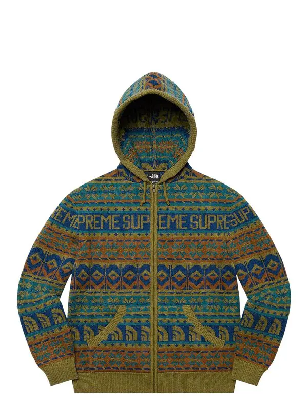 Supreme X The North Face Zip Up Hooded Sweater - Green