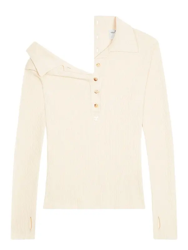 COURREGES Multi-buttons Light Wool Polo - White