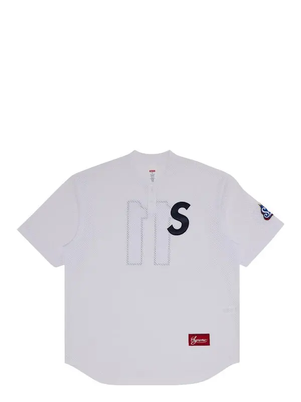 Supreme S Logo Baseball Henley - White