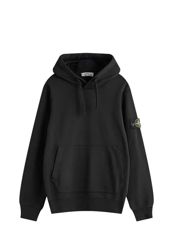 Stone Island Fleece Garment Dyed Hoodie - Black