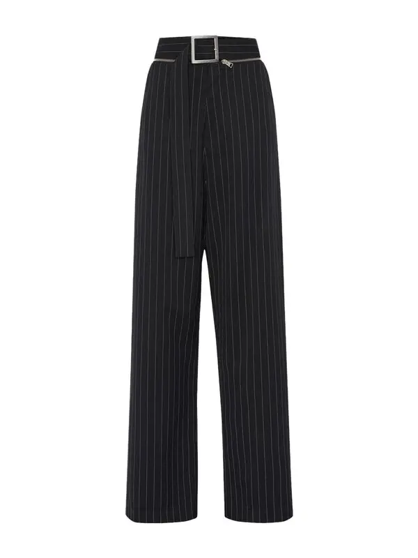Jean Paul Gaultier Pinstripe Tailored Trousers - Black