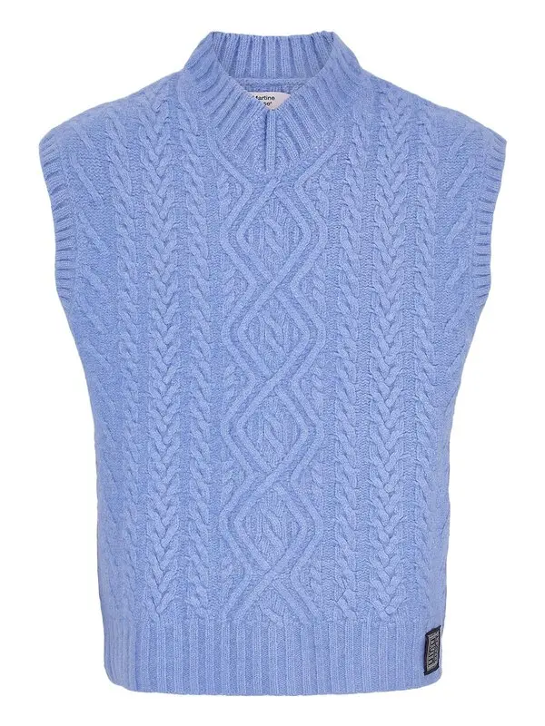 Martine Rose Boiled Cable V-neck Vest - Blue
