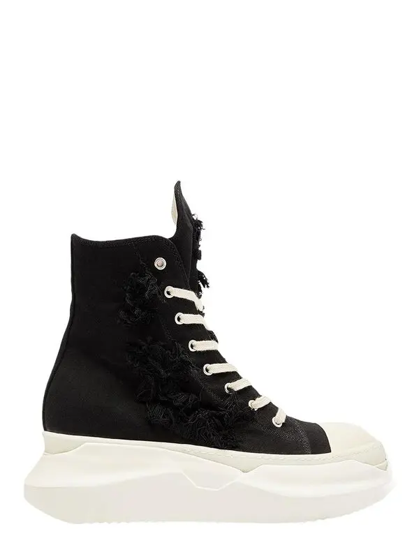 Rick Owens Strobe Denim Slashed High-top Sneakers - Black