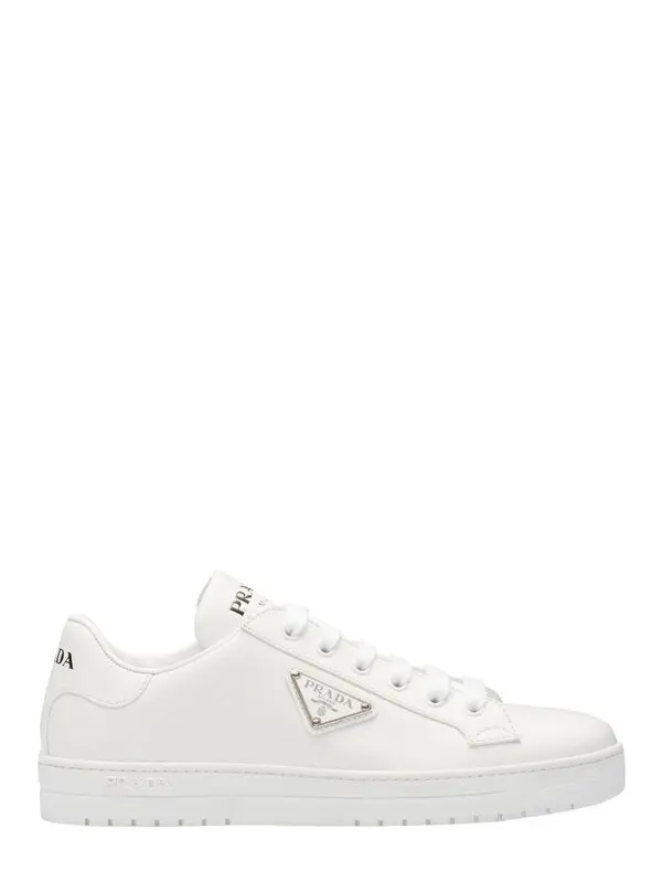 Prada Downtown Brushed Leather Sneakers - White
