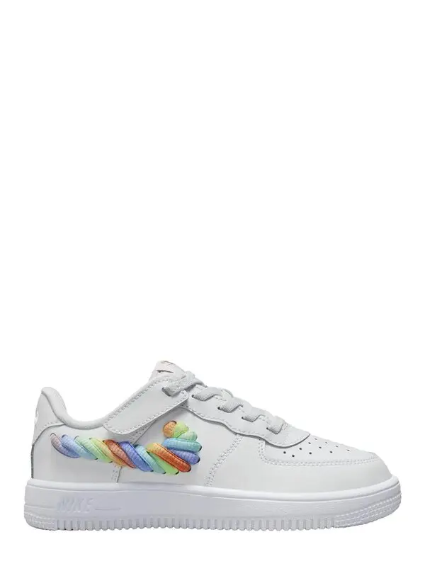 Nike Force 1 Low Lv8 Easyon Ps Sneakers With Rainbow Lace Swoosh - White