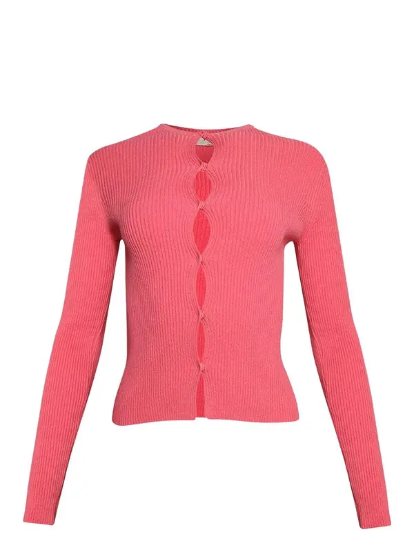 Fendi Ribbed Cardigan - Red
