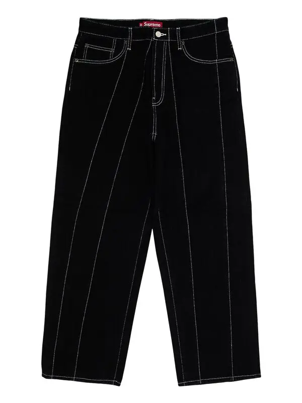 Supreme Paneled Stripe Baggy Jean - Black
