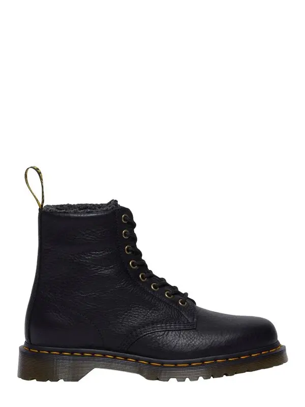 Dr. Martens 1460 Faux Fur Lined Grizzly Leather Lace-up Boots - Black