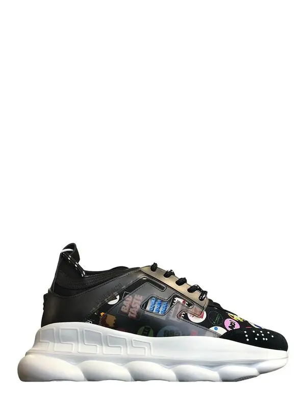 Versace Chain Reaction Printed Sneakers - Black