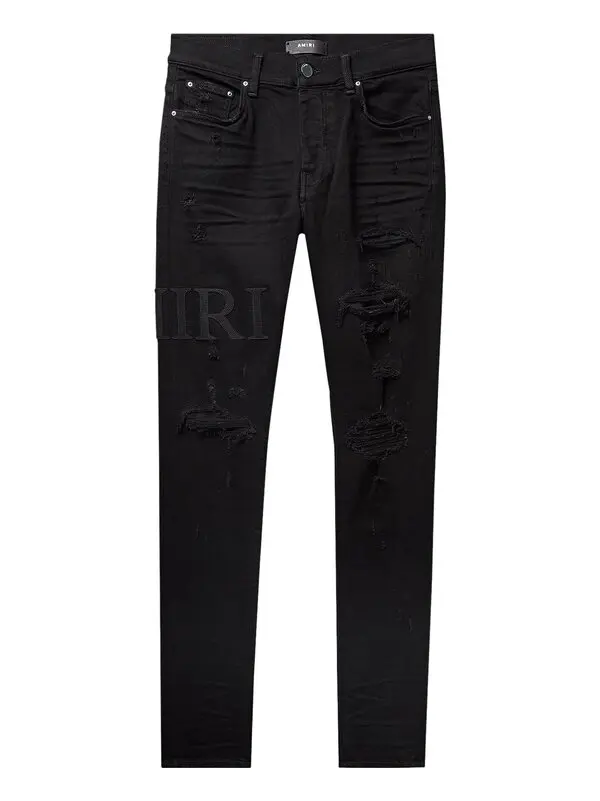 Amiri Serif Logo Jeans - Black
