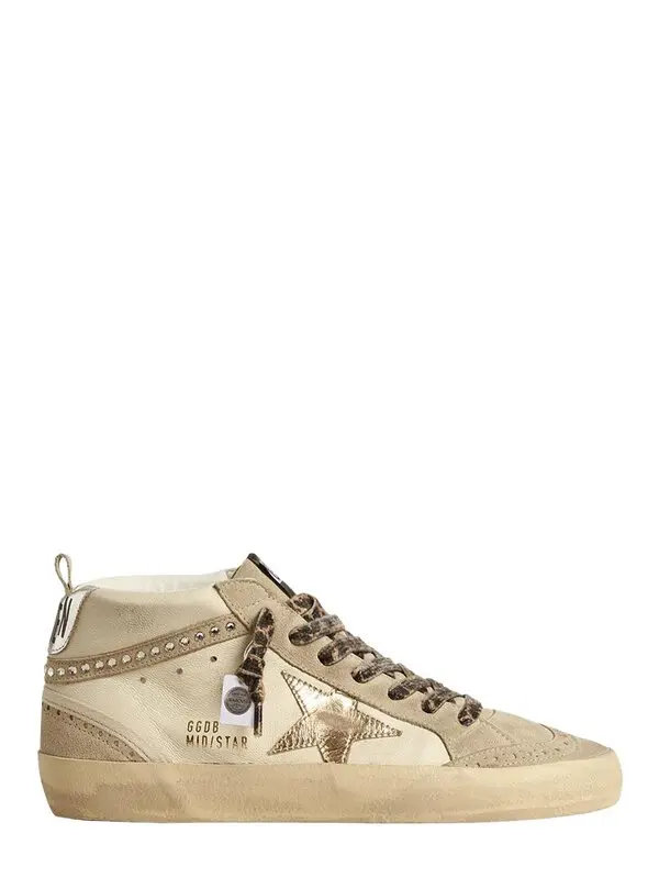 GOLDEN GOOSE Swarovski Mid Star Sneakers - Cream