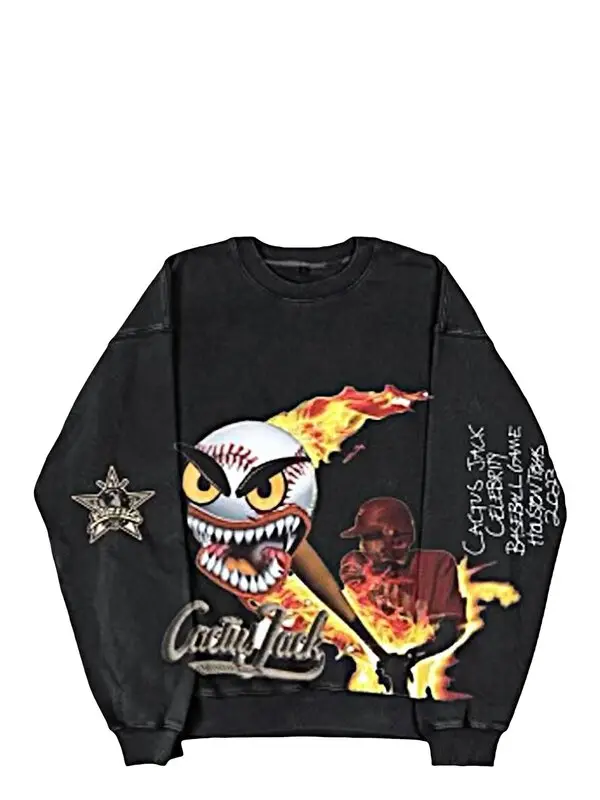 CACTUS JACK BY TRAVIS SCOTT Fast Ball Crewneck - Black