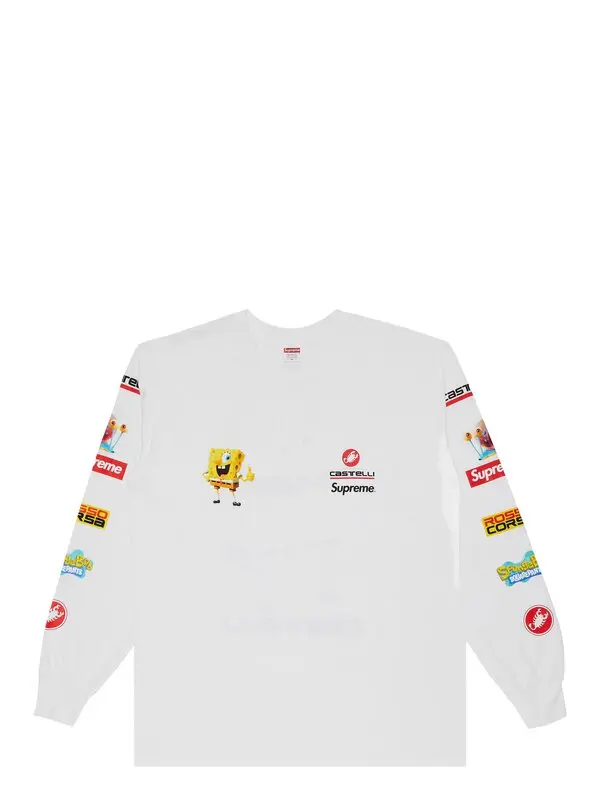 Supreme X Spongebob Squarepants X Castelli Racing Long-sleeve Tee - White