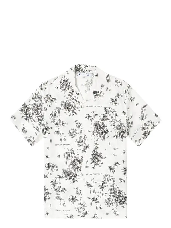 Off-White Allover Paperclip Print Holiday Shirt - White