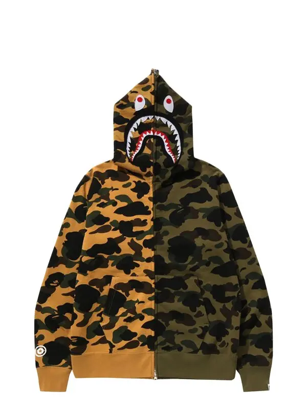 A BATHING APE 1st Camo Separate Shark Full Zip Hoodie - Yellow