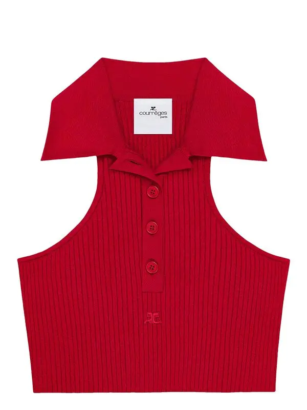 COURREGES Scuba Rib Knit Top - Red