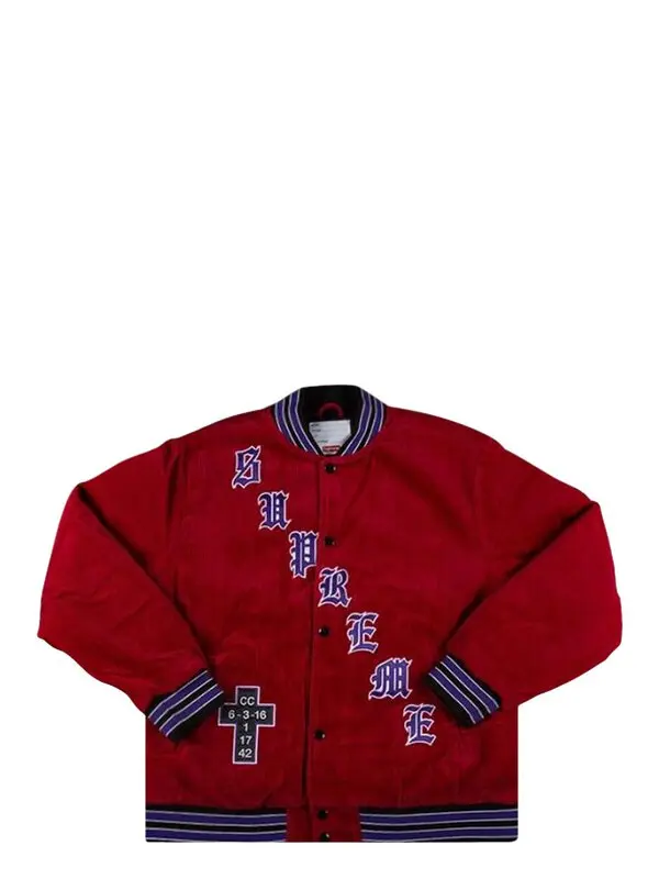 Supreme Old English Corduroy Varsity Jacket - Red
