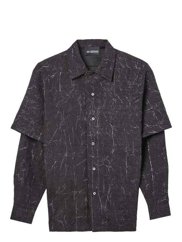 HAN KJØBENHAVN Wrinkled Two-layered Long-sleeve Shirt - Black