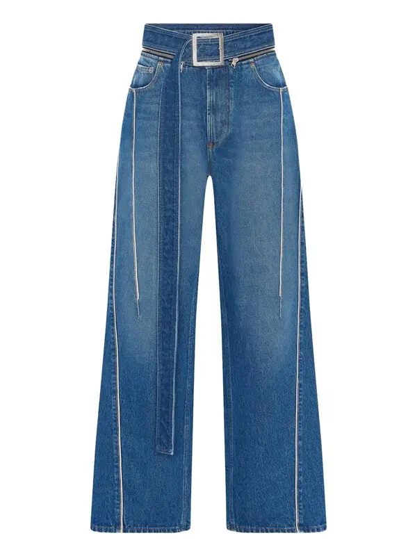 Jean Paul Gaultier Belted Denim Jeans - Blue