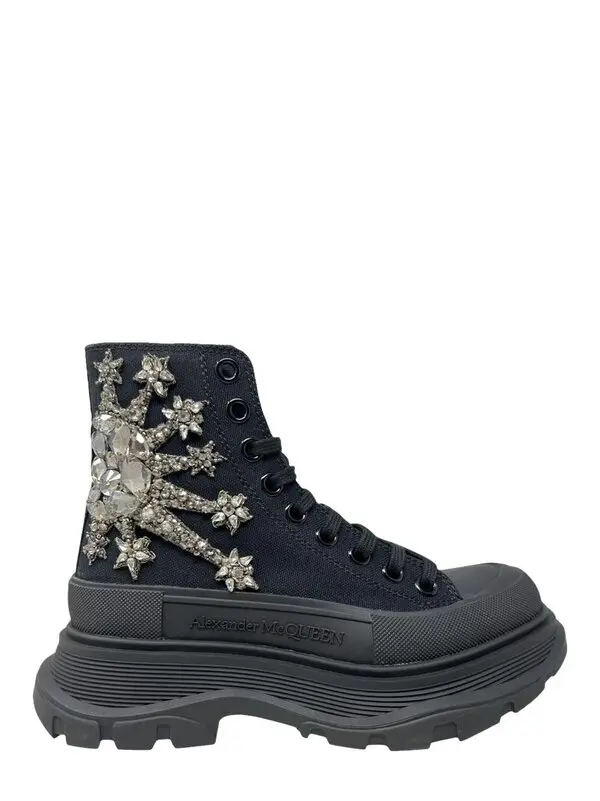 Alexander McQueen Embellished Tread Slick Boot - Black