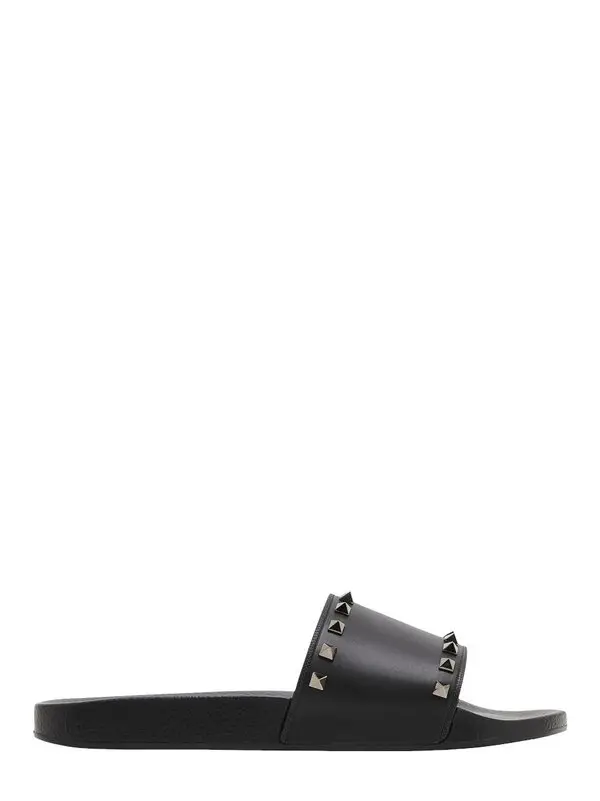Valentino Garavani Rockstud Rubber Slider Sandal - Black