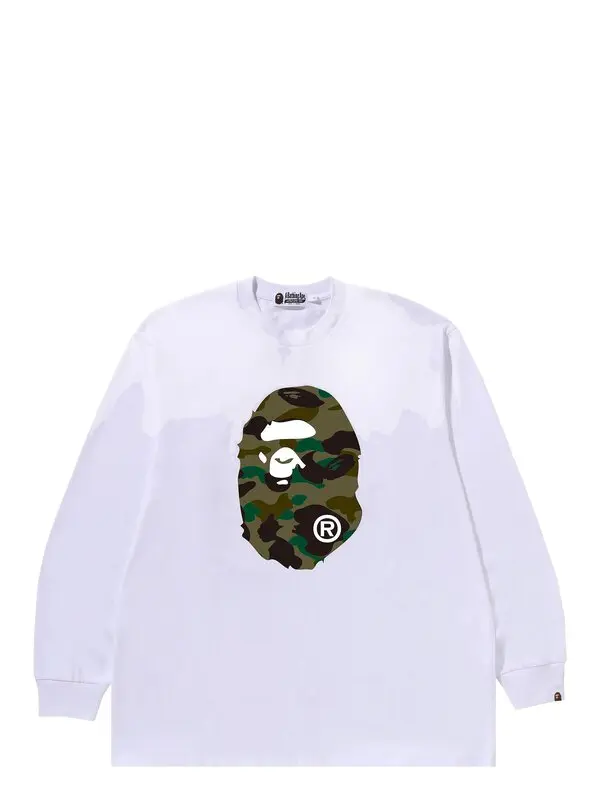 A BATHING APE 1st Camo Ape Head Relaxed Fit Long-sleeve Tee - White