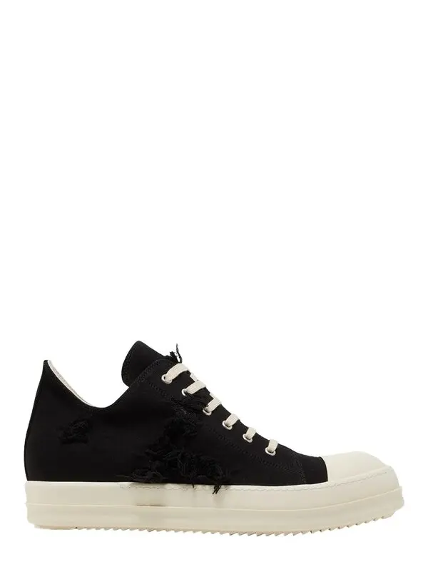 Rick Owens Strobe Cotton Denim Slashed Low - Black
