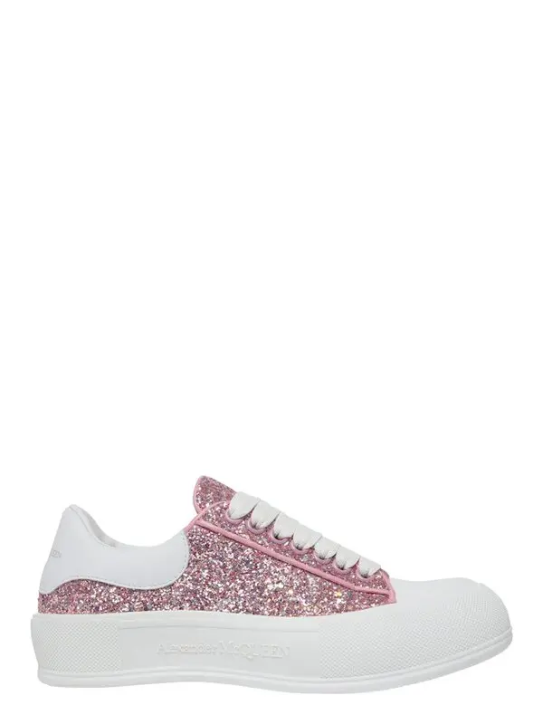 Alexander McQueen Deck Plimsoll Low Rose Gold Reflective Glitter - Pink