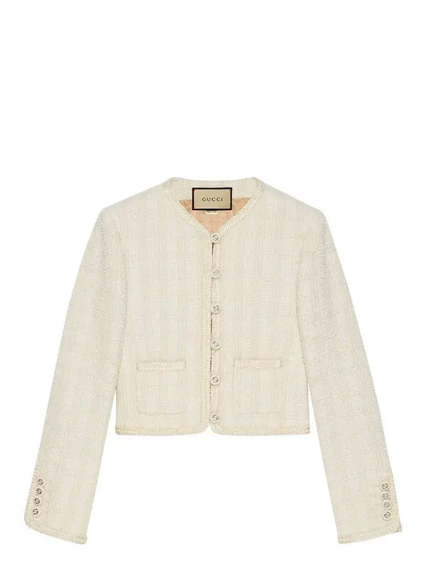 Gucci Check Armure Tweed Jacket - White