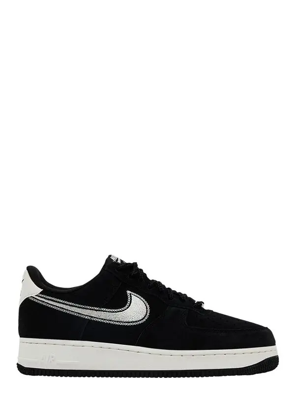 Nike Air Force 1 '07 Lv8 Embroidered Swoosh Sneakers - Black