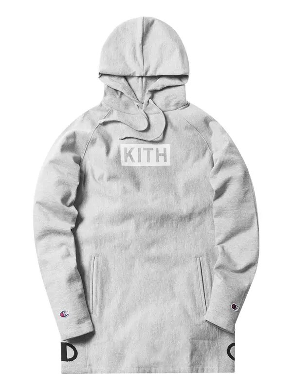 Kith X Champion Extended Hoodie - Grey