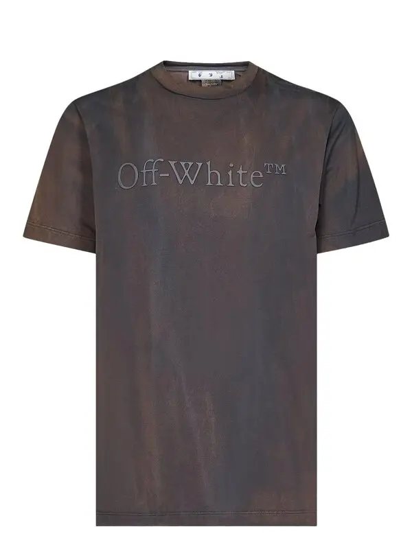Off-White Bookish Land Slim Short-sleeve Tee - Brown