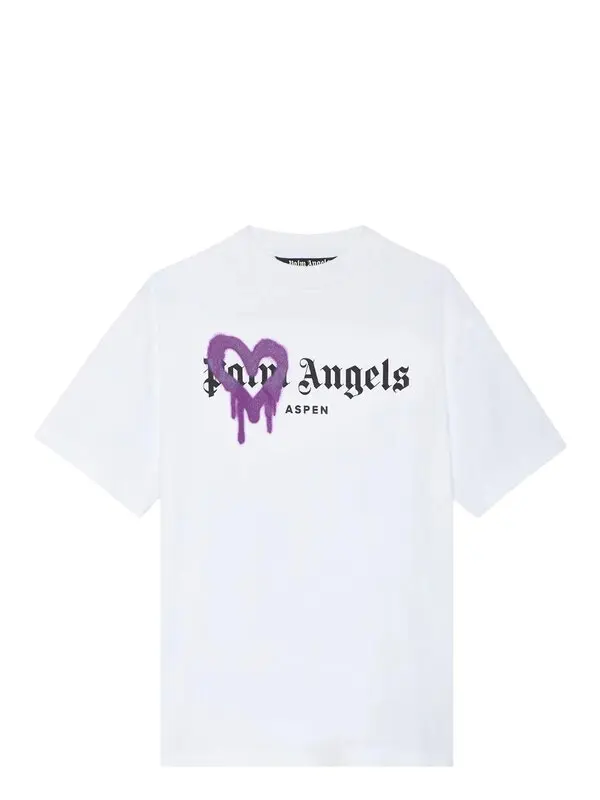 Palm Angels Aspen Heart Sprayed Tee - White