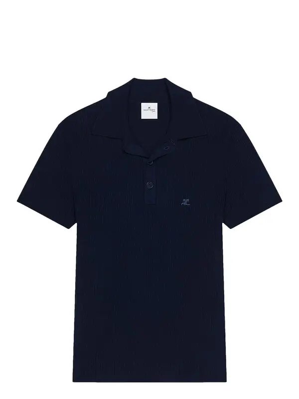 COURREGES Rib Knit Polo - Blue