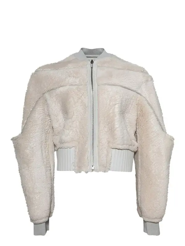Rick Owens Girdered Cropped Bomber Jacket - White