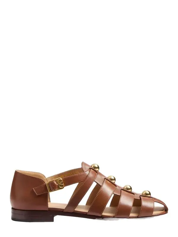 Valentino Garavani Studshield Bucket Sandal - Brown
